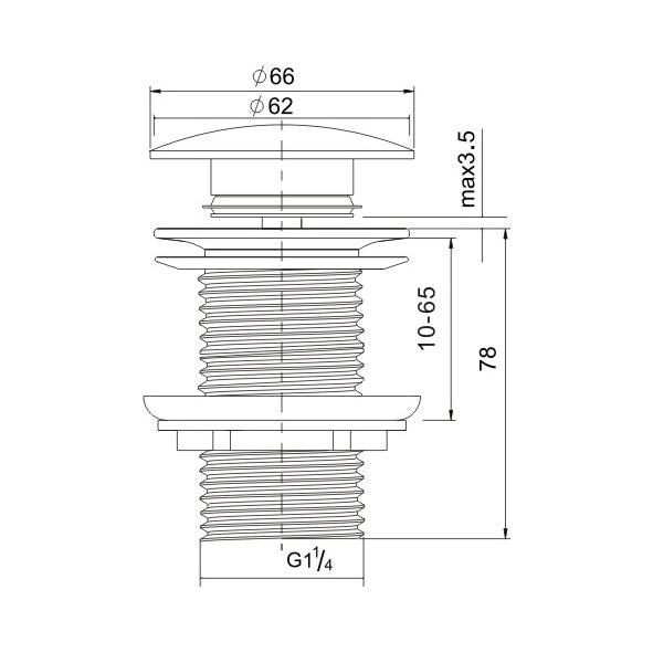 Pop Up Unslotted Brass Gold waste bathroom basin ClickClack AK42BS ...